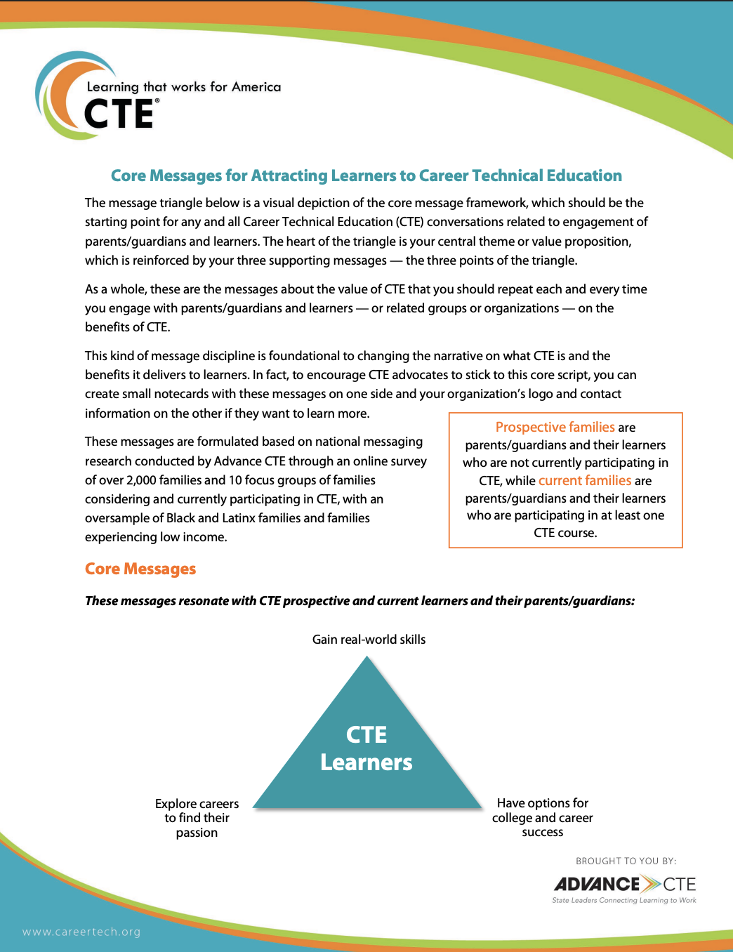 Core Messages for Attracting Learners to CTE - Advance CTE
