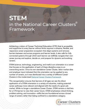 STEM in the National Career Clusters Framework - Advance CTE