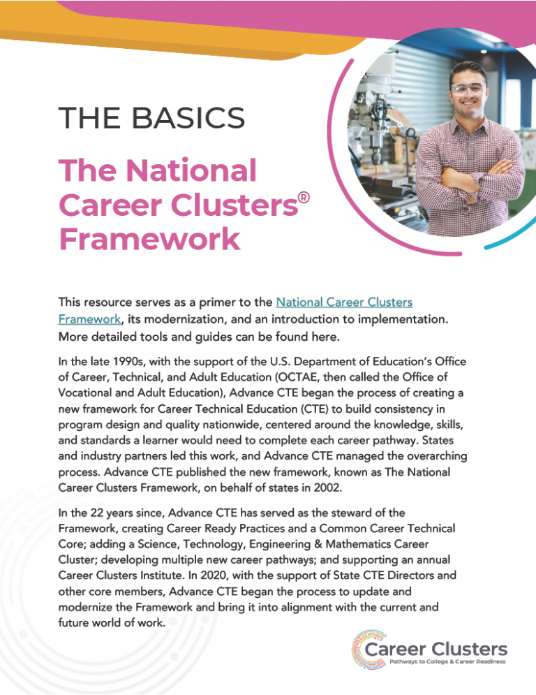 The Basics: The National Career Clusters Framework - Advance CTE